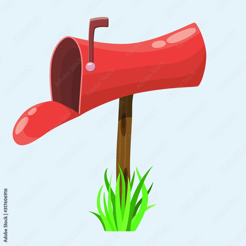 Cartoon red mailbox, empty inside, with an open door. Stock Vector ...