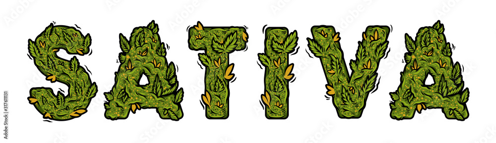 lettering design weed inscription "SATIVA" Stock Vector | Adobe Stock