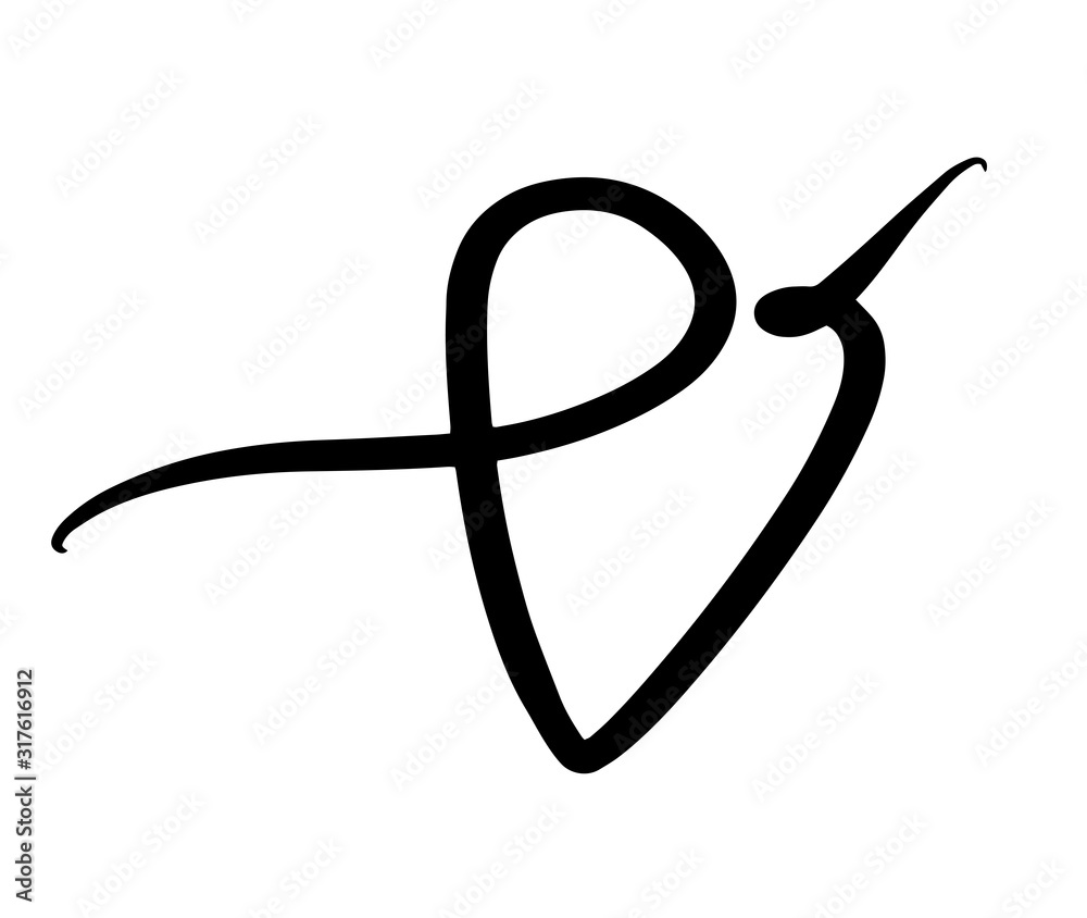 Hand drawn love line sign for greeting card. Handwritten heart Vector ...