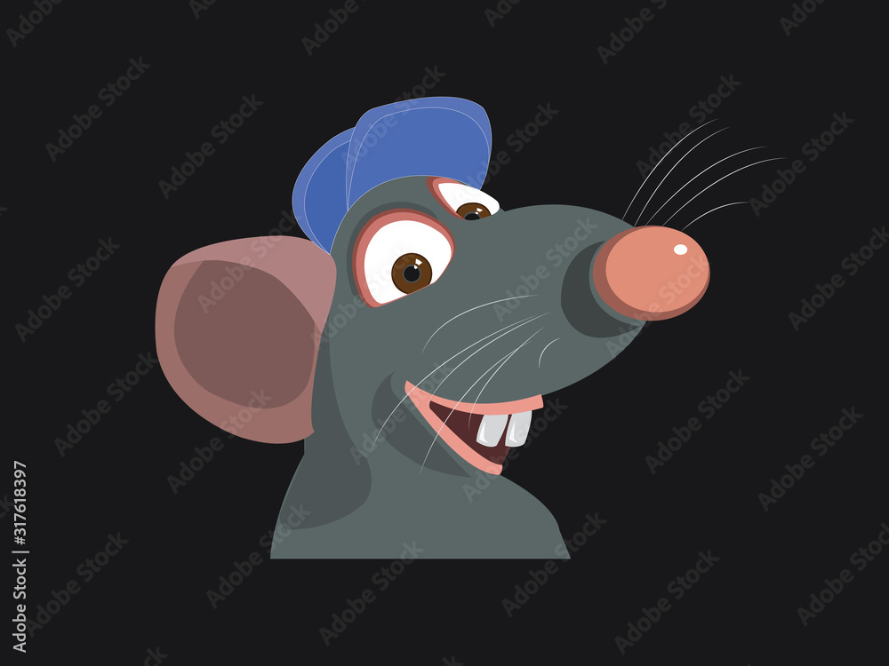Vector drawing of a mouse in a cap Stock Vector | Adobe Stock