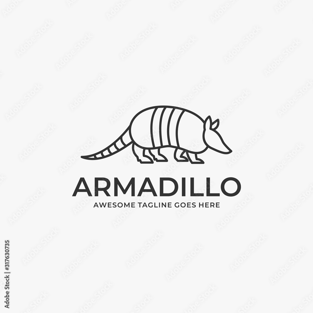 Vector Logo Illustration Armadillo Walking Line Art Stock Vector ...