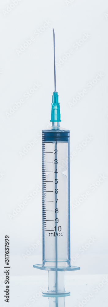 Medicine, Injection, vaccine and disposable syringe isolated, drug ...