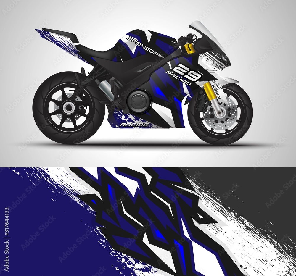 Racing motorcycle wrap decal and vinyl sticker design. Concept graphic ...