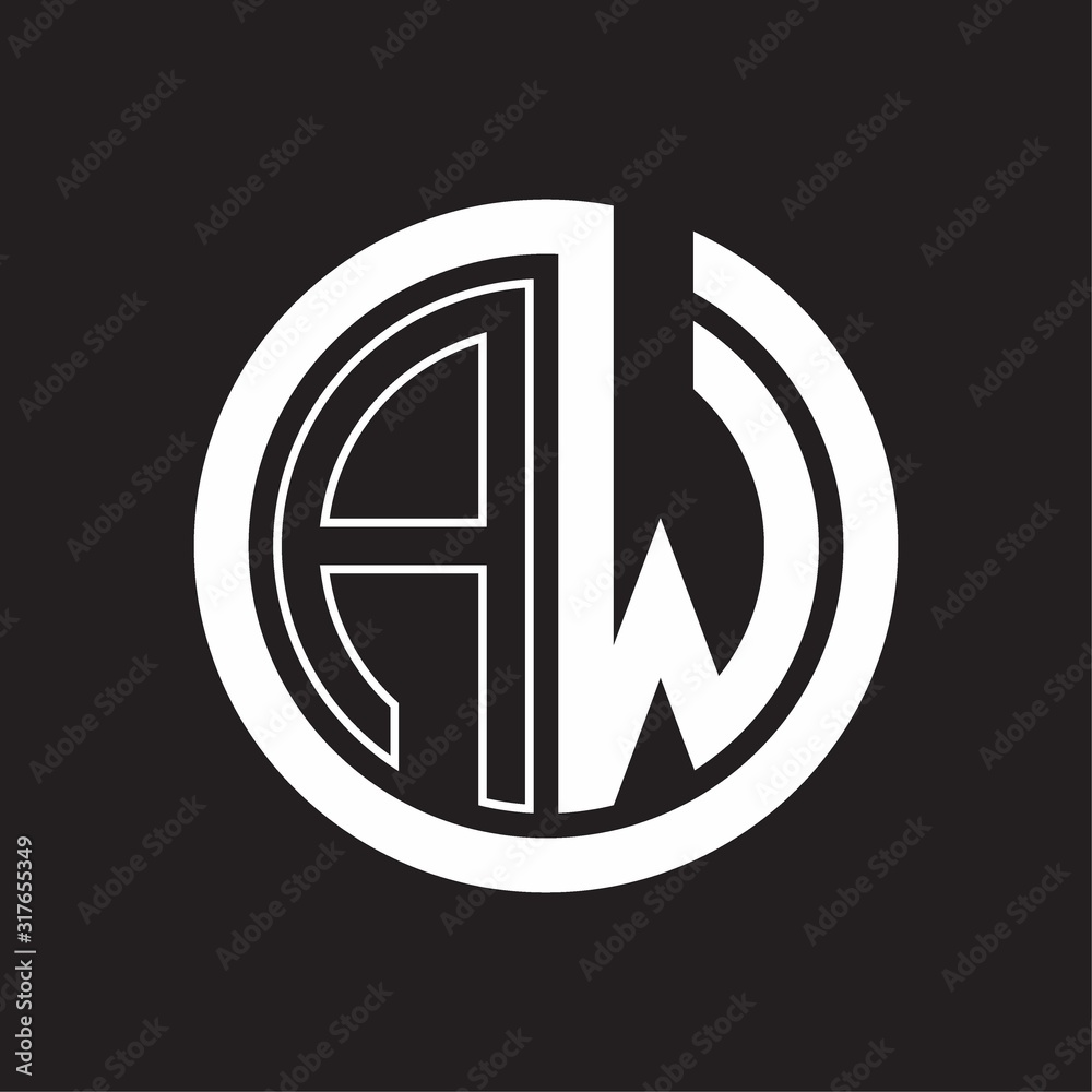 AW Logo with circle rounded negative space design template Stock Vector ...