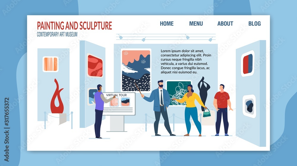 Paintings and Sculpture Exhibition in Art Museum. Responsive Landing ...