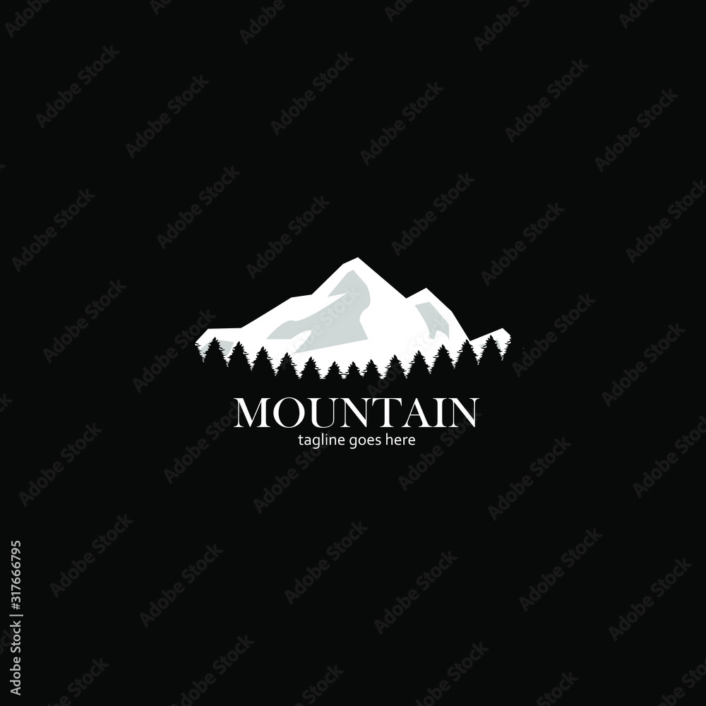 mountain logo. with mountain and tree illustration design combined into ...