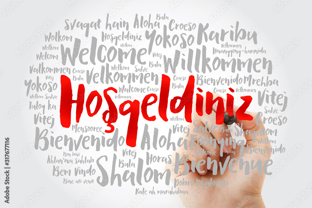 Hosgeldiniz (Welcome in Turkish) word cloud with marker in different ...