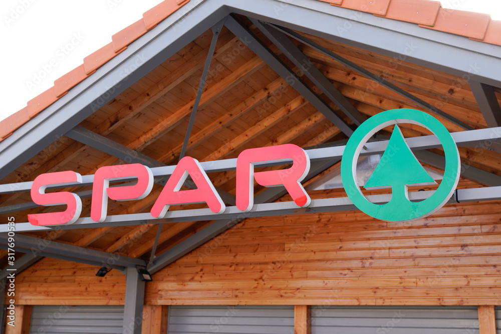 spar brand sign logo store supermarket on market shop Stock Photo ...