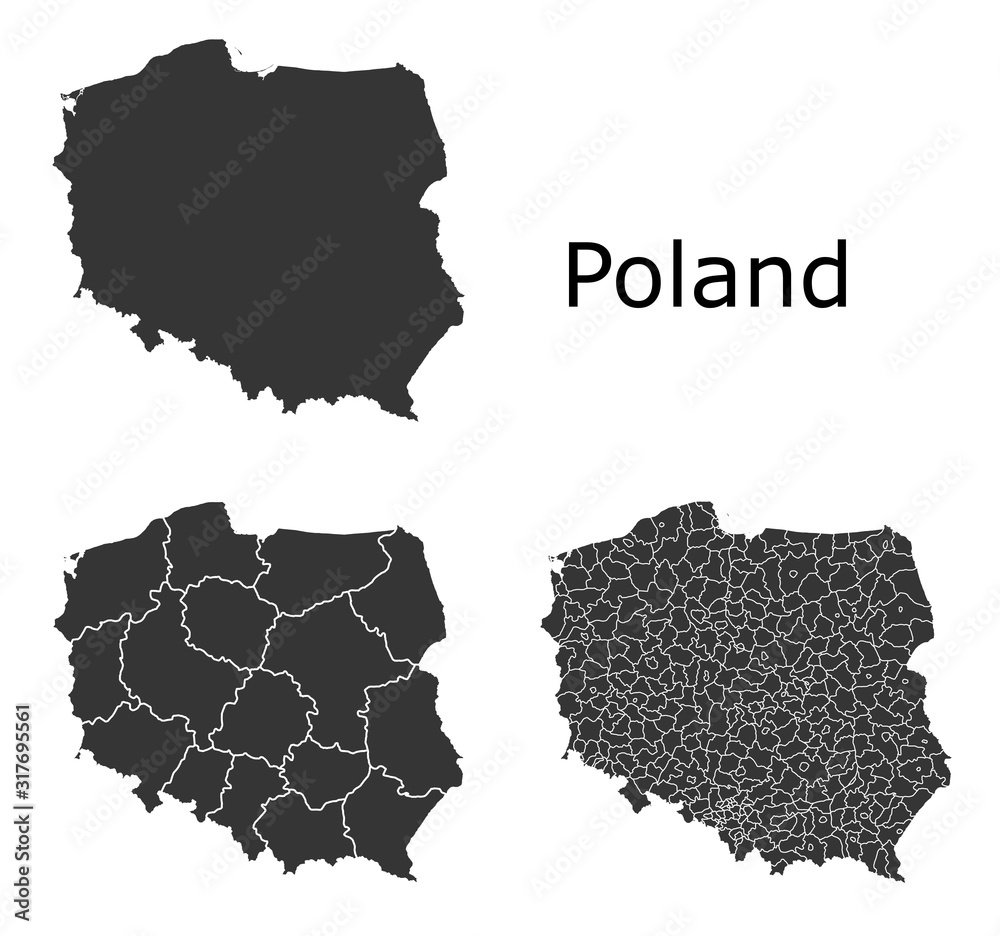 Plakat poland map with regional division #317695561 - Mapa Europy ...
