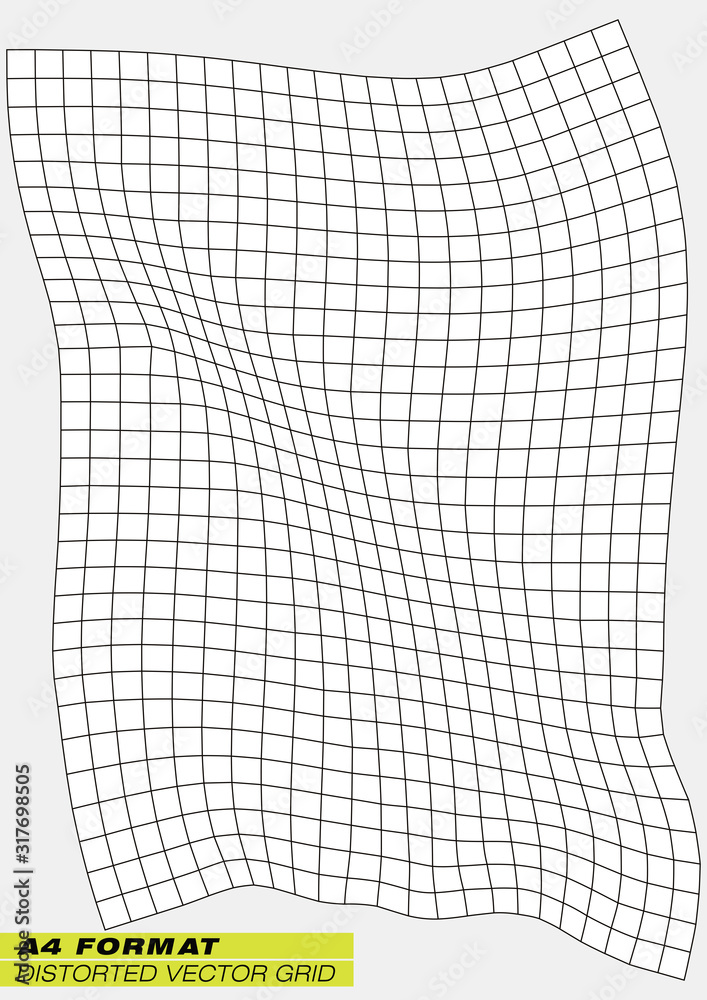 Distorted vector grid with color fill. Trendy modern design element for ...