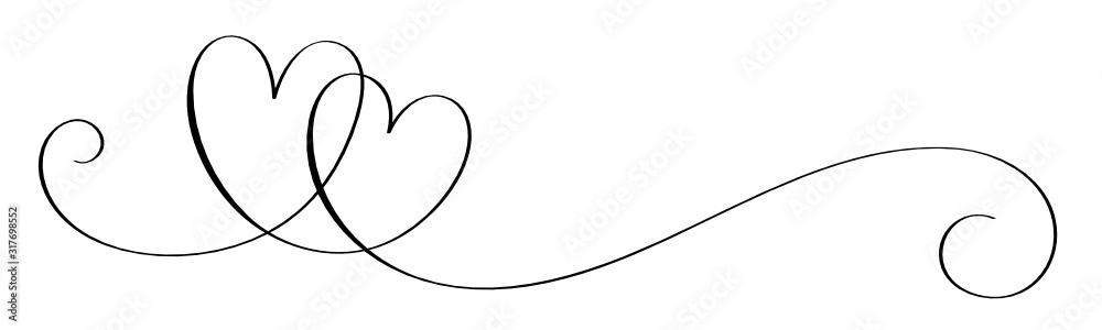 Hand-Drawn Black Vector Interlocking Hearts With Copy Space Stock ...