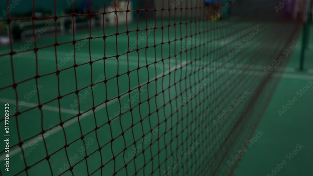 4k red badminton net, green badminton court, sport concept, exercise ...