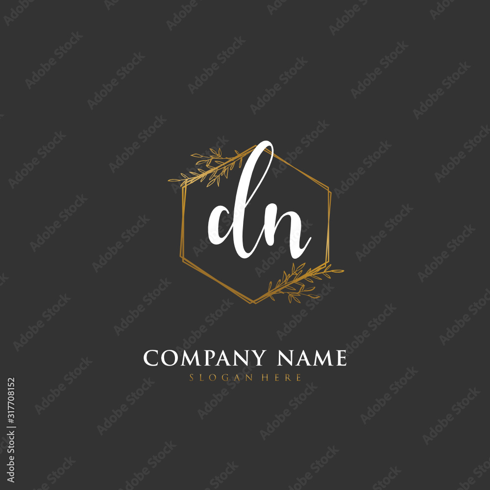 Handwritten initial letter D N DN for identity and logo. Vector logo ...