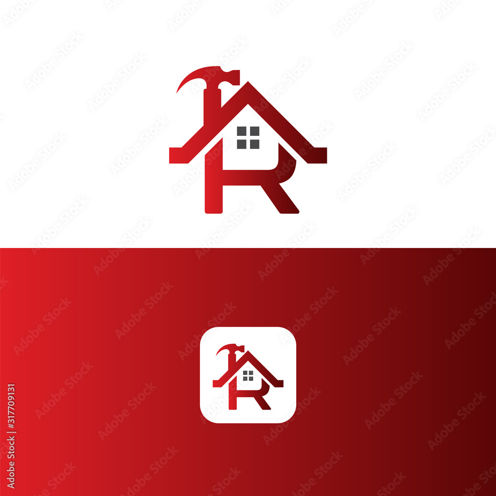 R letter construction logo design vector Stock Vector | Adobe Stock