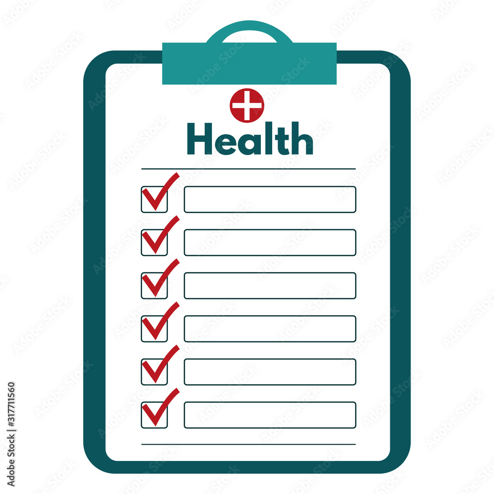 Health checklist paper vector illustration on isolated white background ...