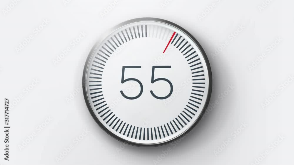 Realistic minimal countdown timer 60s animation from 60 to 0 seconds ...