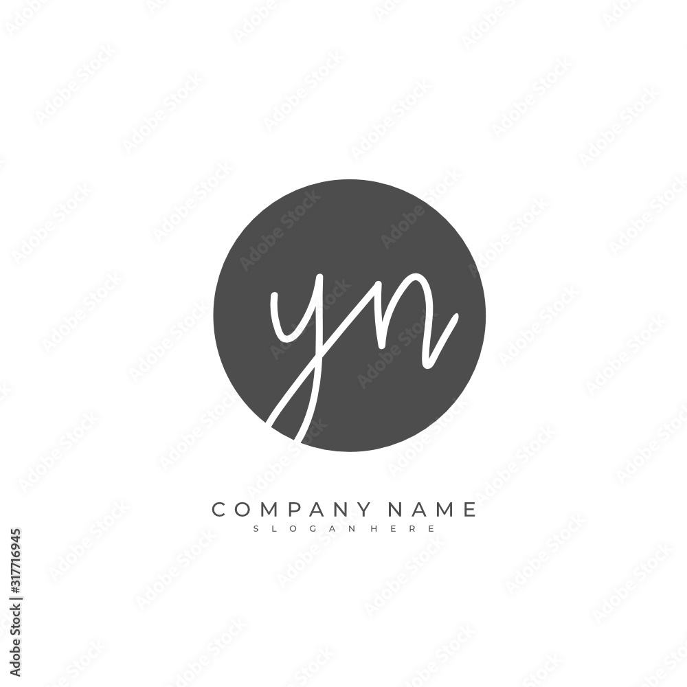 Handwritten initial letter Y N YN for identity and logo. Vector logo ...