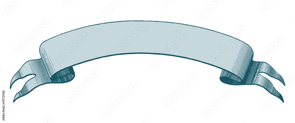 Old vintage ribbon. Engraving emblem set. Heraldic retro shape. Hand ...