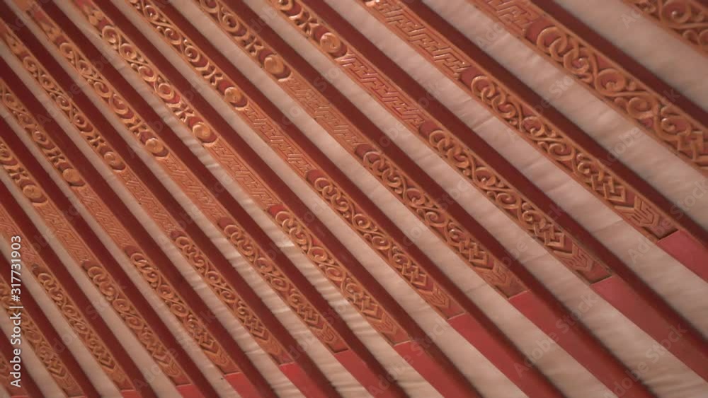 Mongolian yurt ger rafters. Pole is the part which connects khana and ...