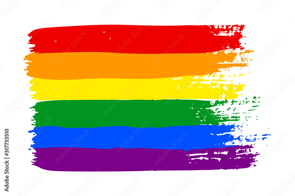 Grunge LGBT pride flag. Abstract rainbow flag texture hand drawn with a ...