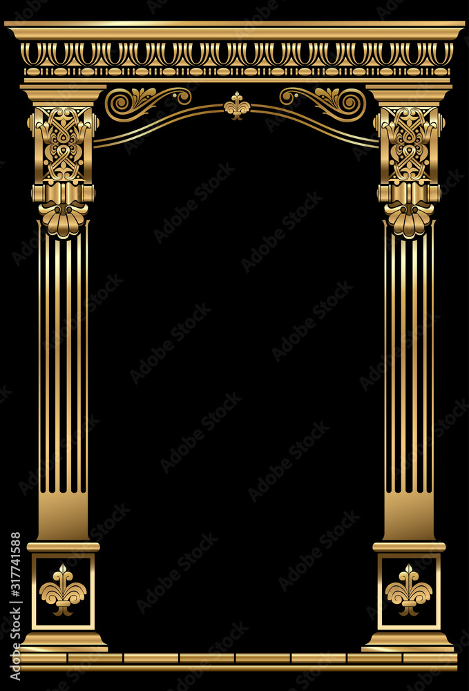 Classic antique gold vintage luxurious arch frame Stock Vector | Adobe ...