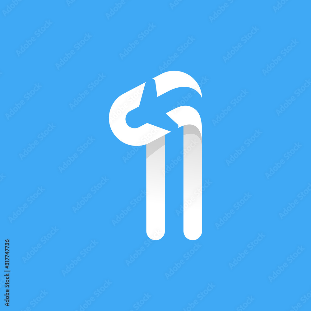 Number one logo with plane and airline inside. Stock Vector | Adobe Stock