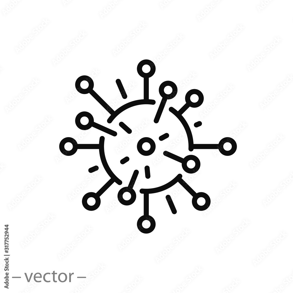 Vecteur Stock flu bacterium icon, virus cell influenza, inflammation illness, infection bacteria ...