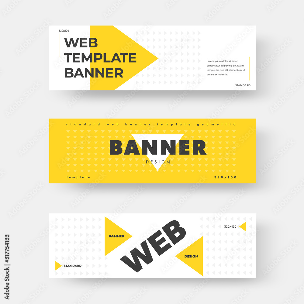 Vector white horizontal web banner with yellow triangle. Stock Vector ... Vector white horizontal web banner with yellow triangle. Stock Vector ...