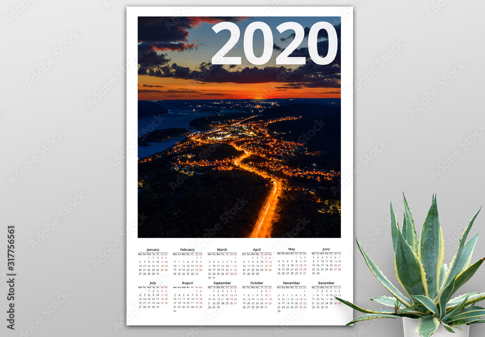 2020 Classic Old Fashioned Poster Calendar Layout Stock Template ...