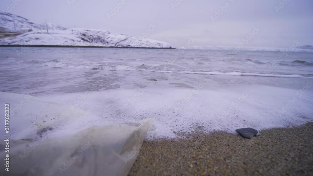 Arctic ocean pollution concept. Plastic pollution trash on the ocean ...