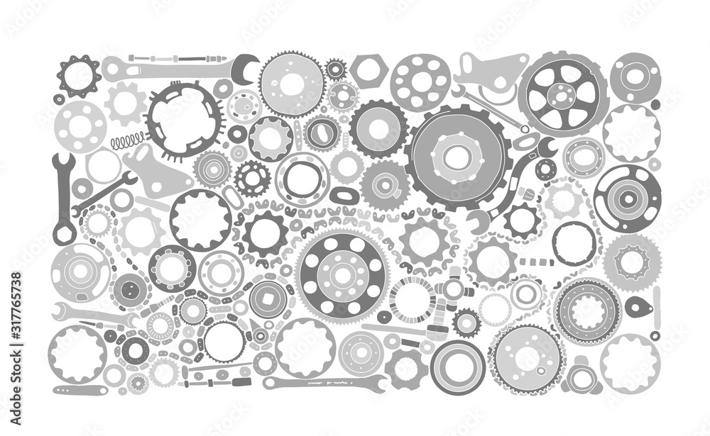 Auto spare parts and gears, background for your design Stock Vector ...