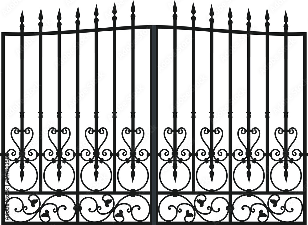 Steel railing panels that include balls, flowers, leaves and rosettes ...