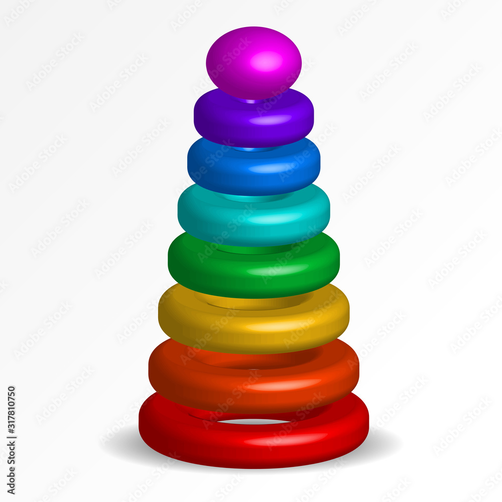 Children realistic 3d plastic disassembled toy mock up. Multicolor kid ...