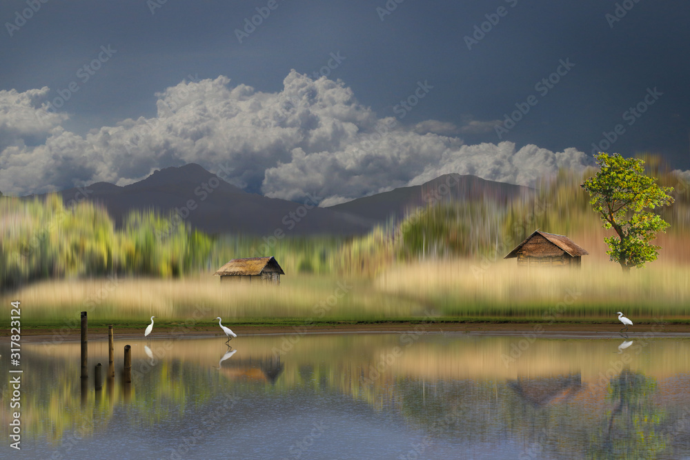 Little house on the land of dream Stock Photo | Adobe Stock
