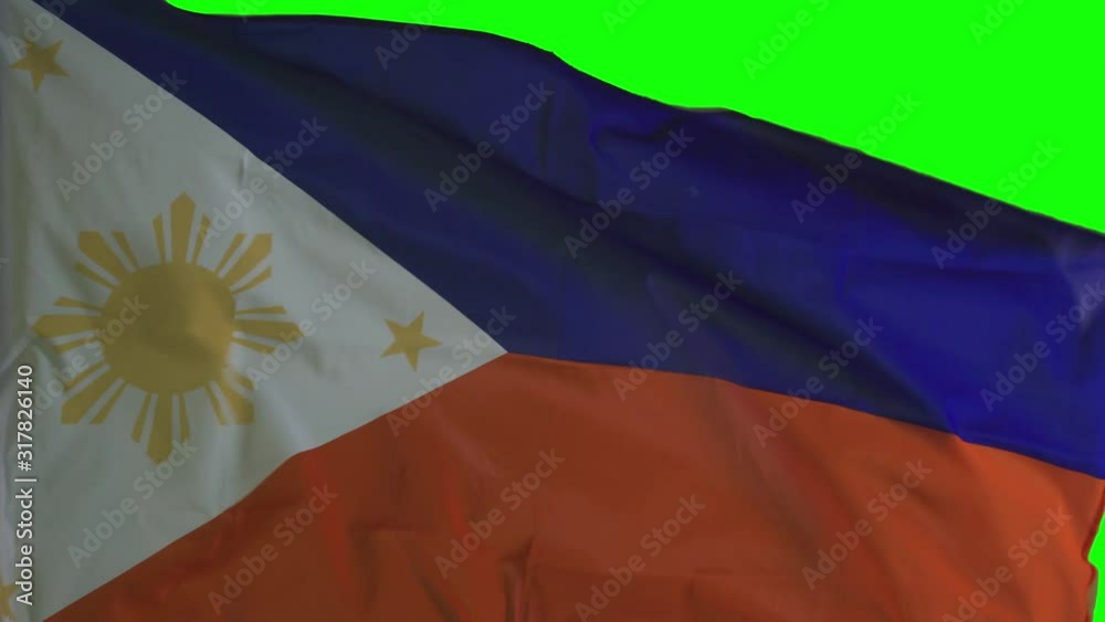 Philippines country flag fluttering in the studio with green screen ...