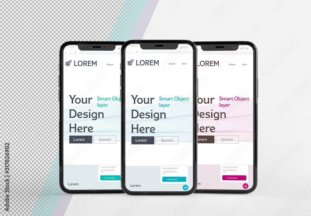 Mockup of Several Smartphones Stock Template | Adobe Stock