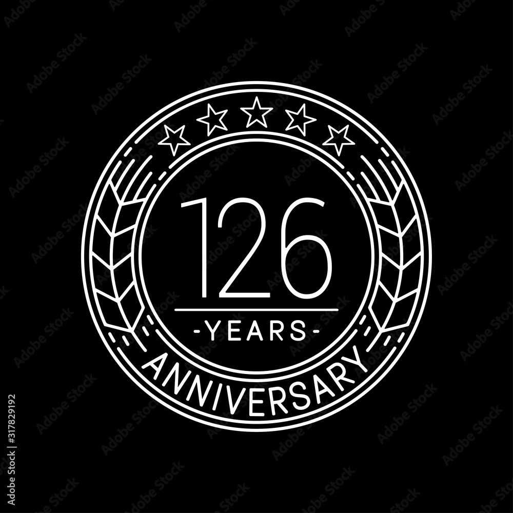 126 years anniversary logo template. 126th line art vector and ...
