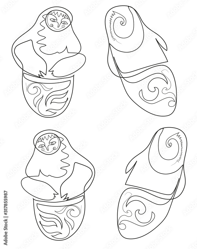 One continuous line drawing of Roly-poly doll toy. Simple line art ...