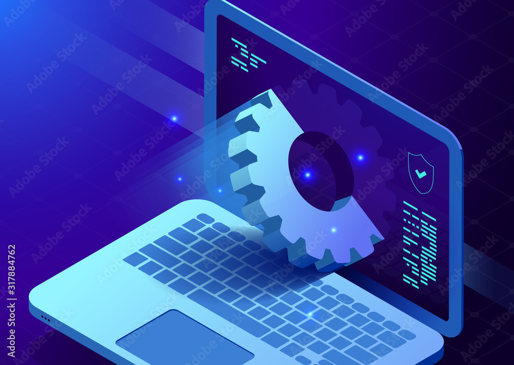 Vetor do Stock: Software application development concept, laptop with ...