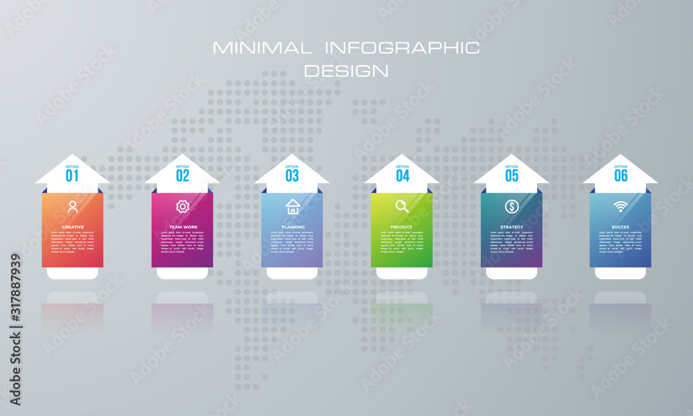 Infographic template with 6 options, workflow, process chart,Timeline ...