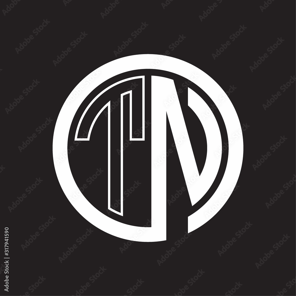 TN Logo with circle rounded negative space design template Stock Vector ...