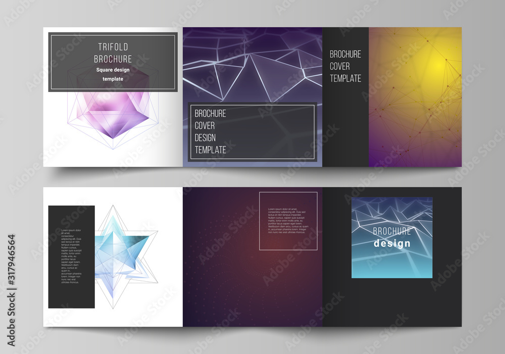 Vector layout of square format covers design templates for trifold ...