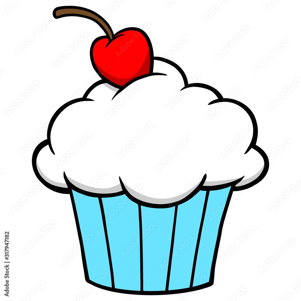 Cupcake - A cartoon illustration of a Cupcake with a Cherry on top ...