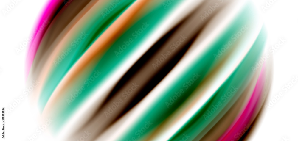 Silk smooth lines on white, liquid fluid color waves. Vector ...
