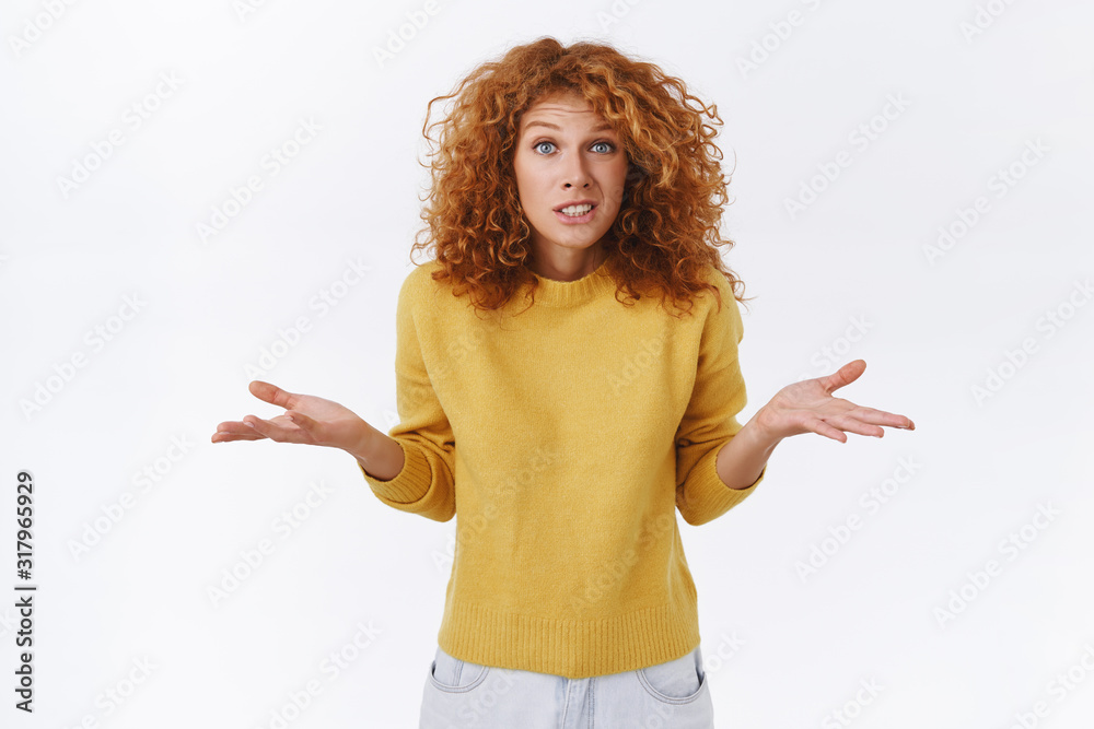 Girl apologizing, shrugging as dont know, cant help. Cute silly and ...