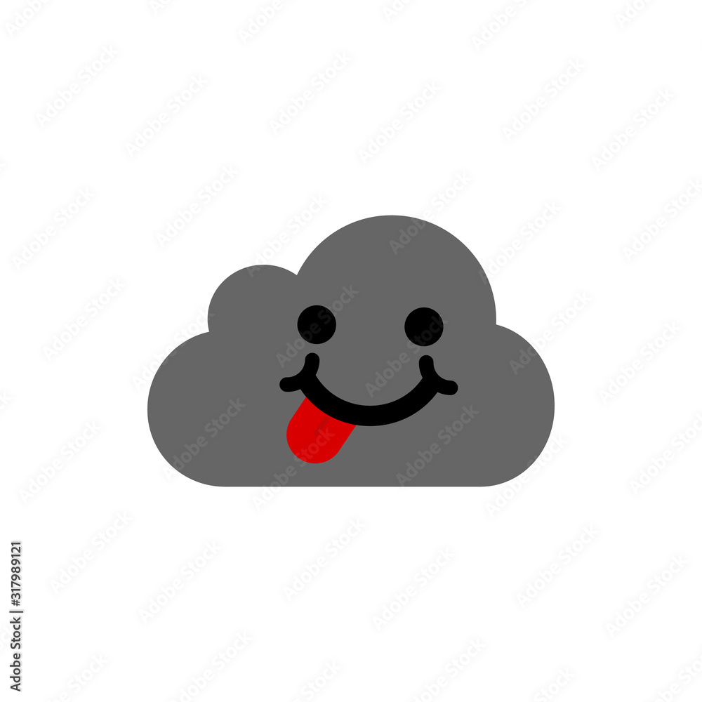 Cute yum happy cloud . Emoji smile cloud icon. Stock vector ...