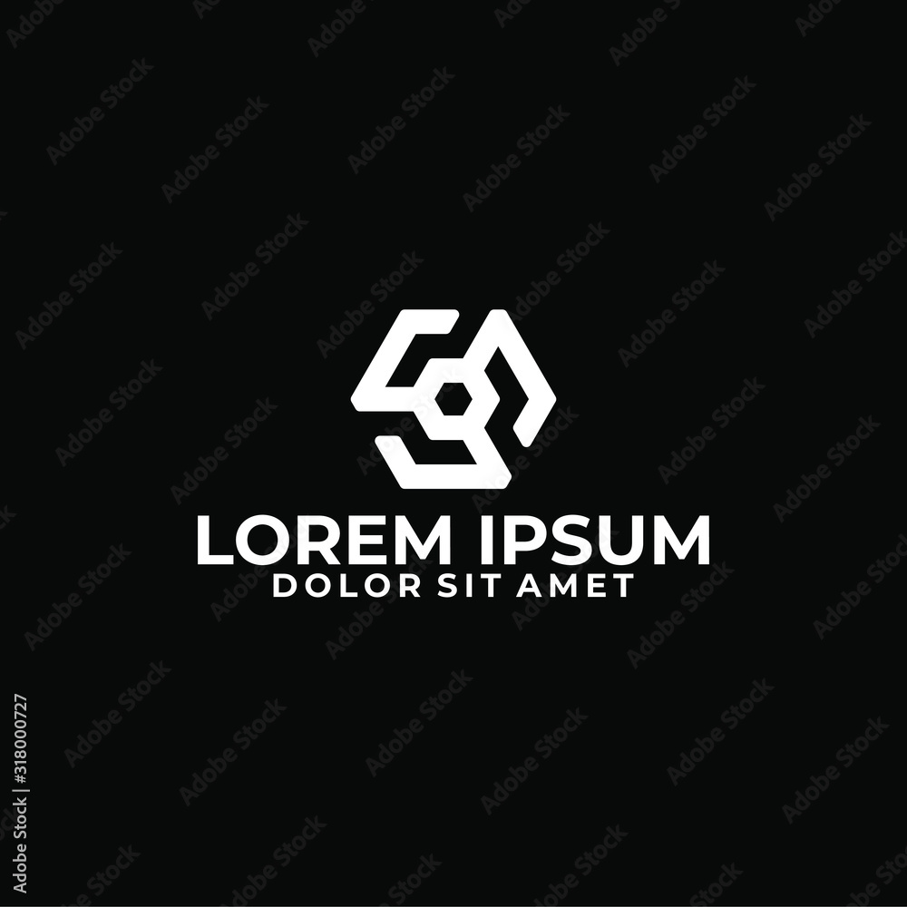 Initial letter S logo template with 3d cube hexagonal symbol in flat ...