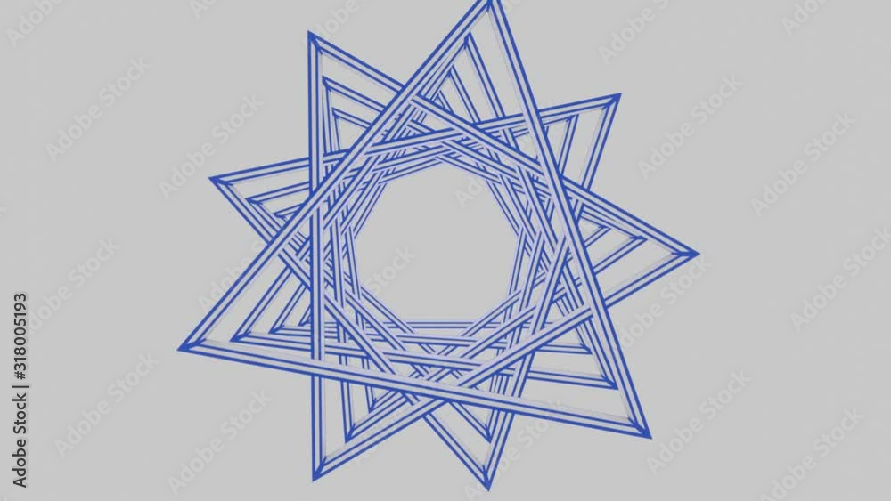 David star composed of rotating triangles. Blue star on white ...