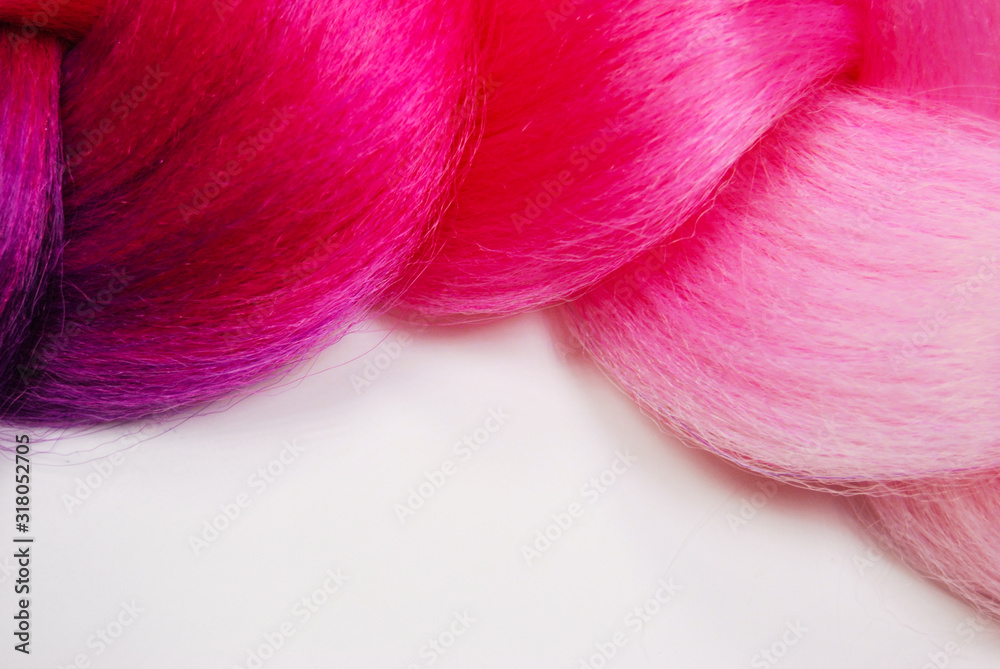 Kanekalon. Colored artificial hair strands. Synthetic hair materials ...