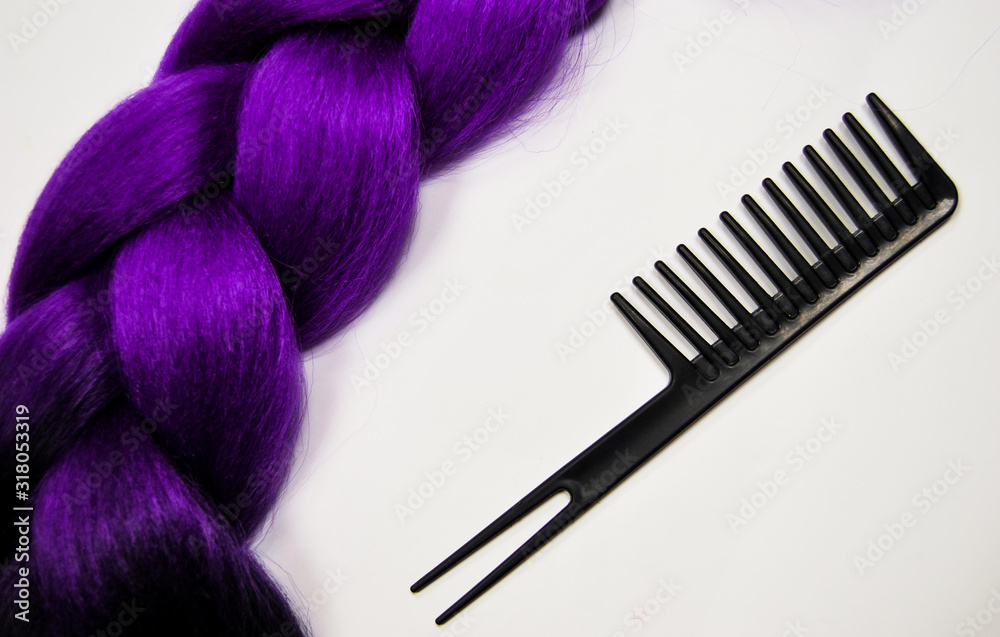 Kanekalon. Colored artificial hair strands. Synthetic hair materials ...